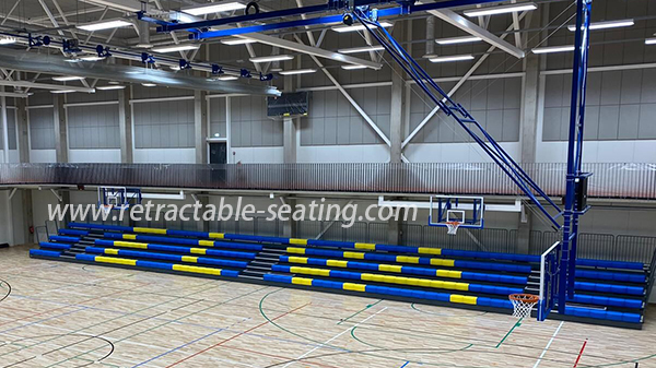 Custom Tiered Retractable Bleacher Spectator Stand With HDPE Bench Seat
